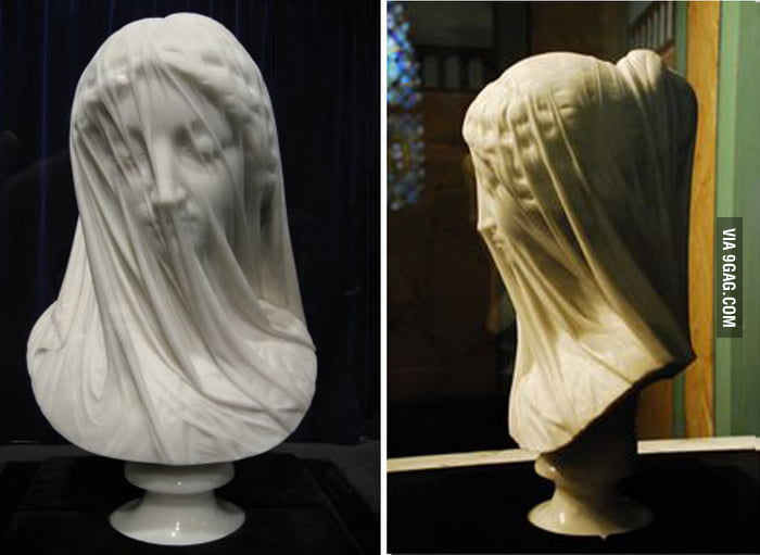 The Veiled Virgin by Giovanni Strazza on marble. THE F**KING DETAILS ...