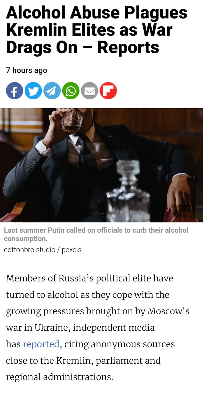 In additional news; Putin can't handle bad news and is therefore ...