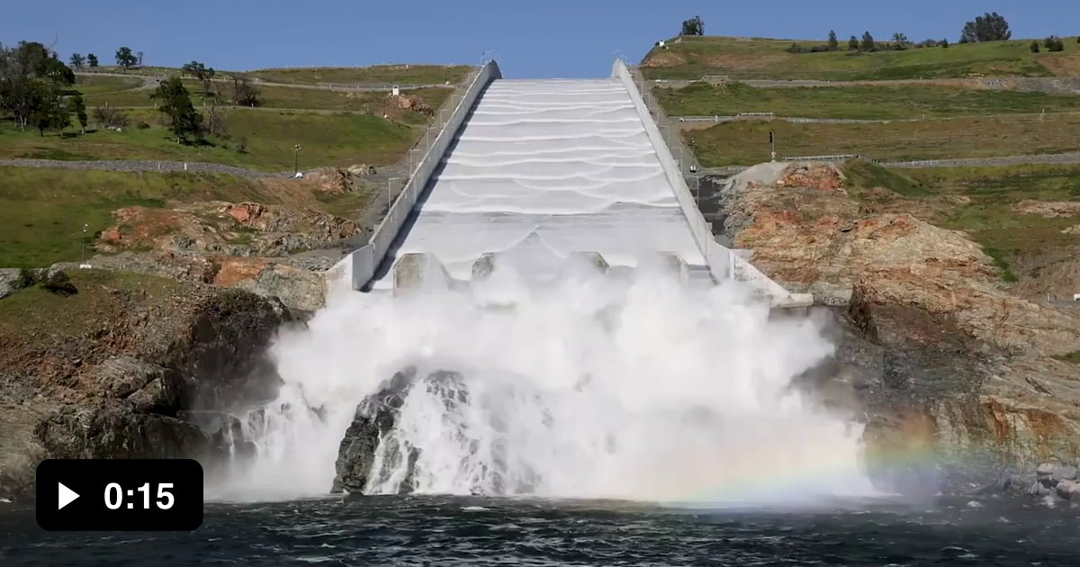Water flowing down a dam spillway - 9GAG