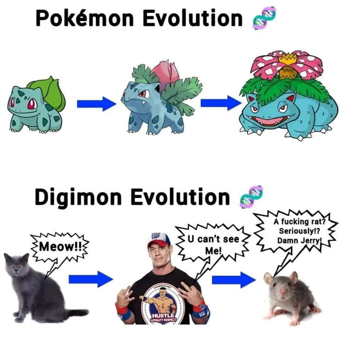 Why is the second evolution of Digimon with nothing on it? - 9GAG