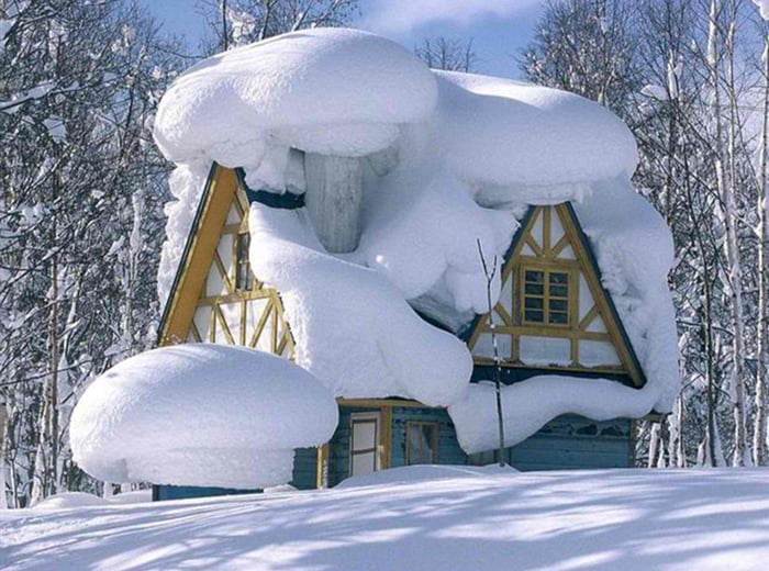 Just be very, very quiet. Snow encased cabin, Honshu Japan - 9GAG