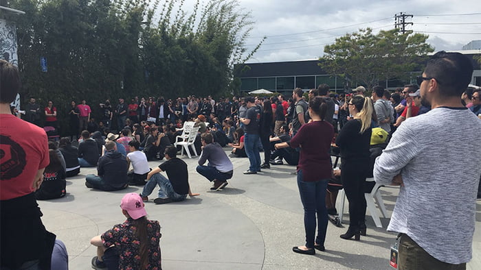 This is over 150 employees at Riot Games doing a walkout to protest ...