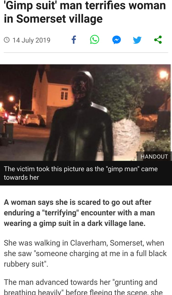 Crazy man in gimp suit terrifies woman - 9GAG