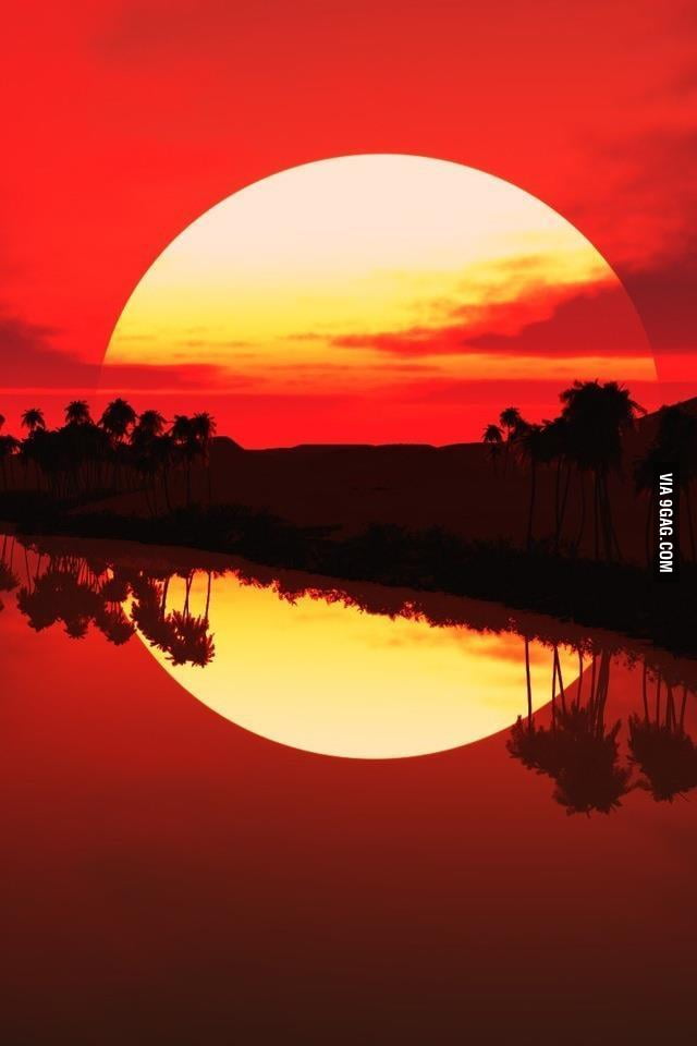 This reflection makes the sun look complete - 9GAG