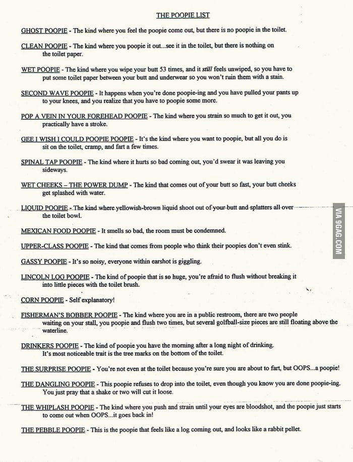 THE POOPIE LIST - 9GAG
