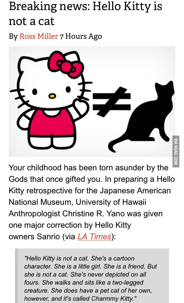 Hello Kitty is NOT a cat. She is a girl. - 9GAG