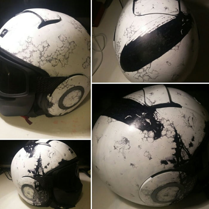 I draw the album cover of "Led Zeppelin I" on my own motorcycle helmet ...