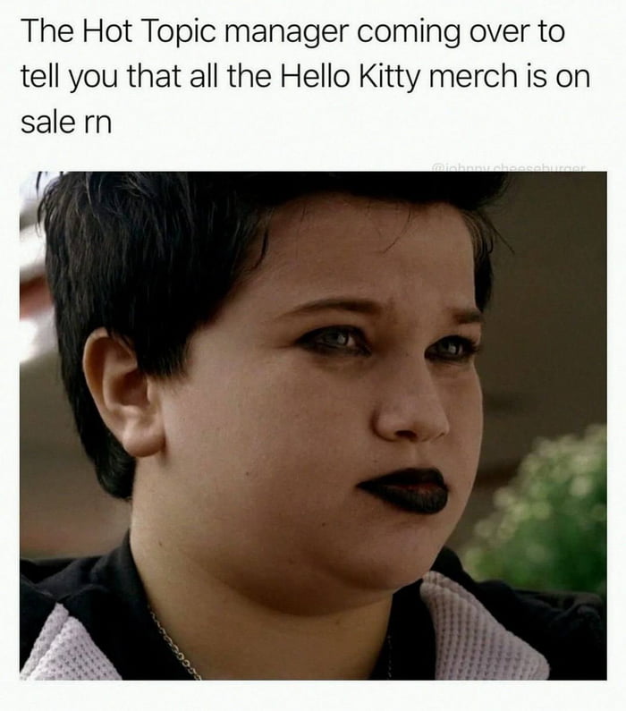 When your goth manager gets serious about Hello Kitty discounts - 9GAG
