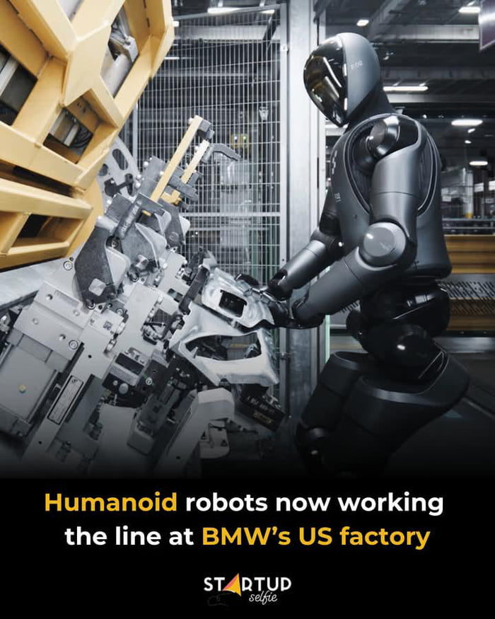 Humanoid robots working at BMW factory - 9GAG