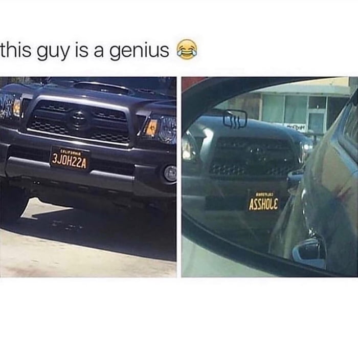That license plate is pure genius. - 9GAG