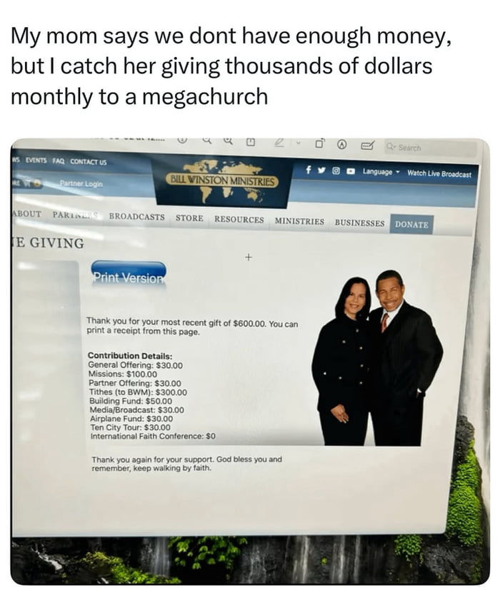 When 'not enough money' still funds the faith - 9GAG