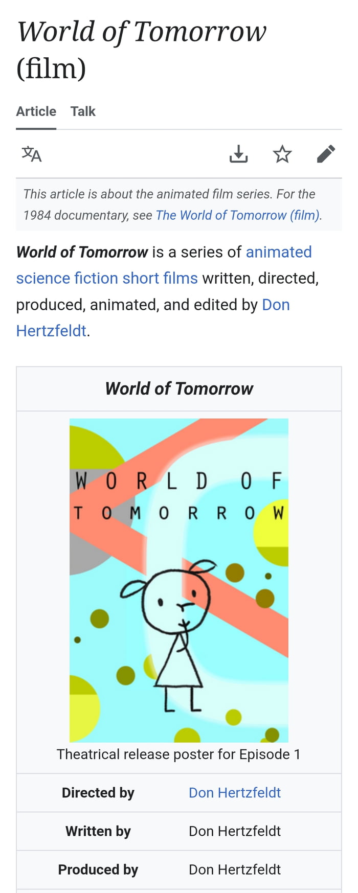 World of tomorrow by Don Hertzfeldt. Multi award winning animated ...