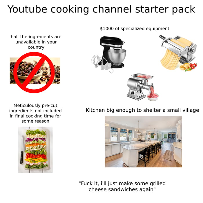 Youtube cooking channel starter pack - 9GAG