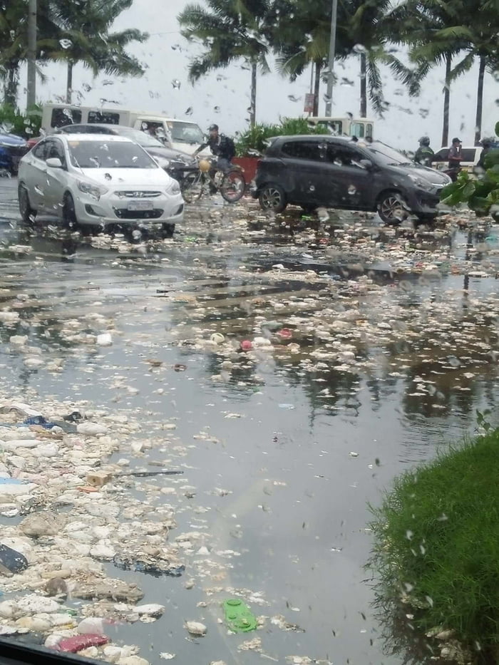 People threw their garbages at the Manila Bay. Now, one huge wave ...