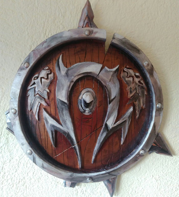 I wood carved and painted the Orc shield from World of Warcraft. Lok ...