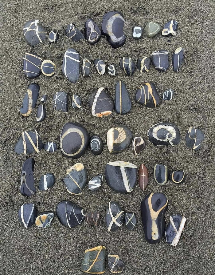 Natural Formation Of All Letters Of The Alphabet On Rocks At A Beach - 9GAG
