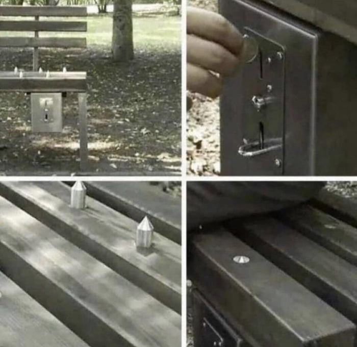 Making people pay to sit on the benches. - 9GAG