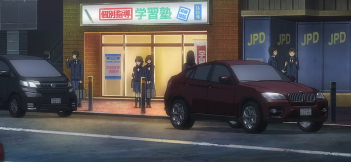 Cars in non-car anime #27. anime: police in a pod. car: BMW X6, Toyota ...