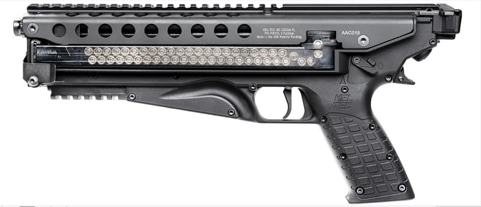 Kel-Tec P50 pistol. Polymer frame, holds 50 rounds of 5.7x28 ammunition ...