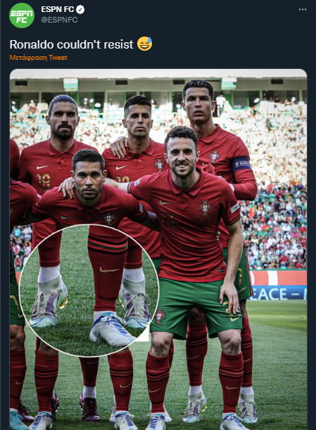 Cristiano Ronaldo once AGAIN posed on his tiptoes for a pre-match photo ...