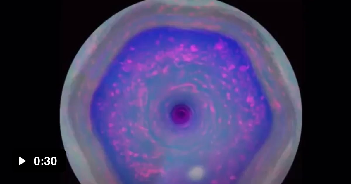 Saturn’s Jet-stream Hexagon. Located on the North Pole at ~78 degrees ...