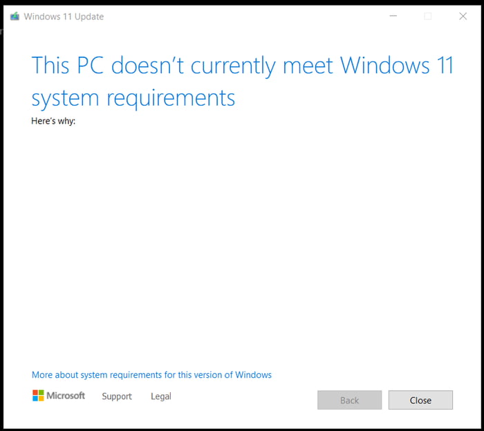 Thank you Windows, very cool. (not upgrading on main PC but thought I'd ...