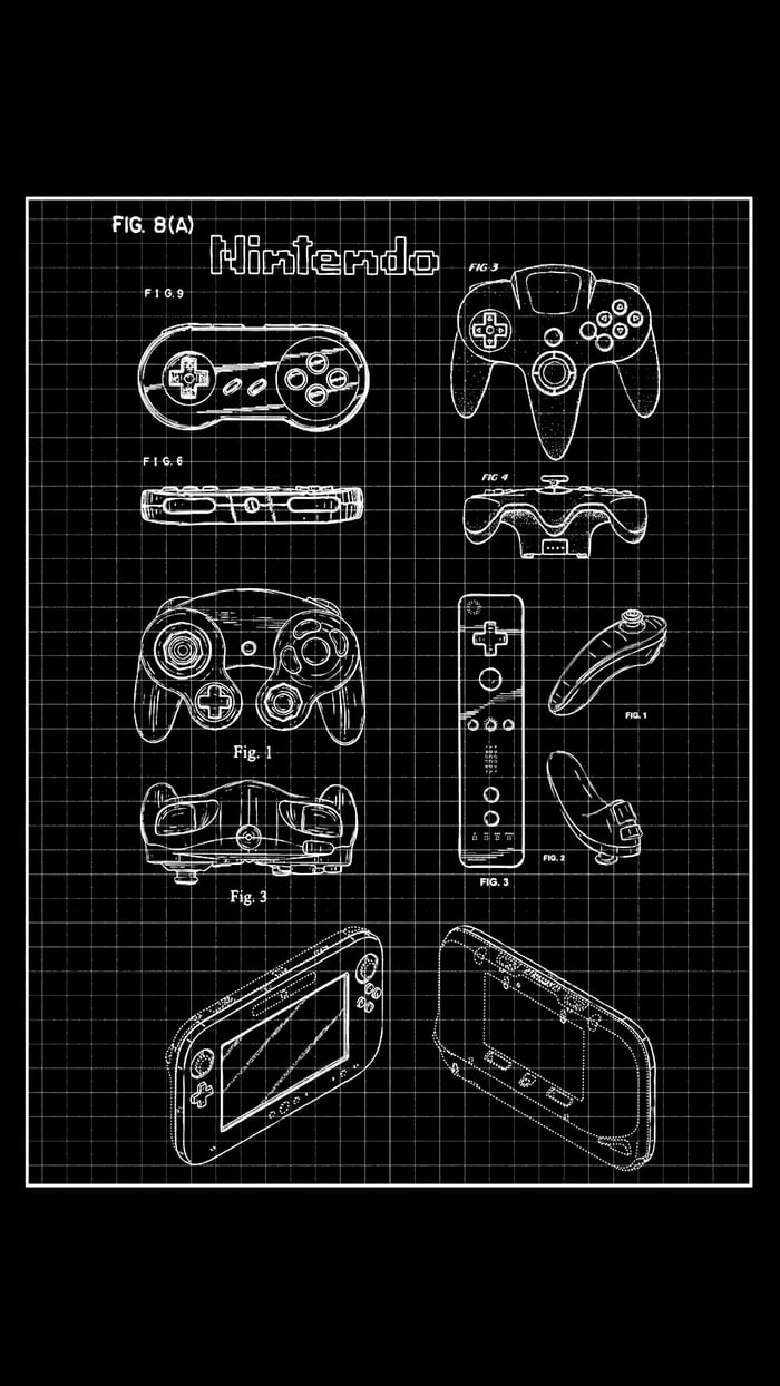 Nintendo Controllers Blueprint Style (1440x2560) - 9GAG