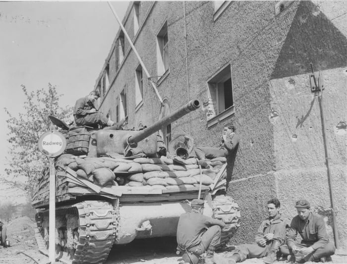 U.S. Tankmen of 781st Tank Battalion, supporting 100th Infantry ...