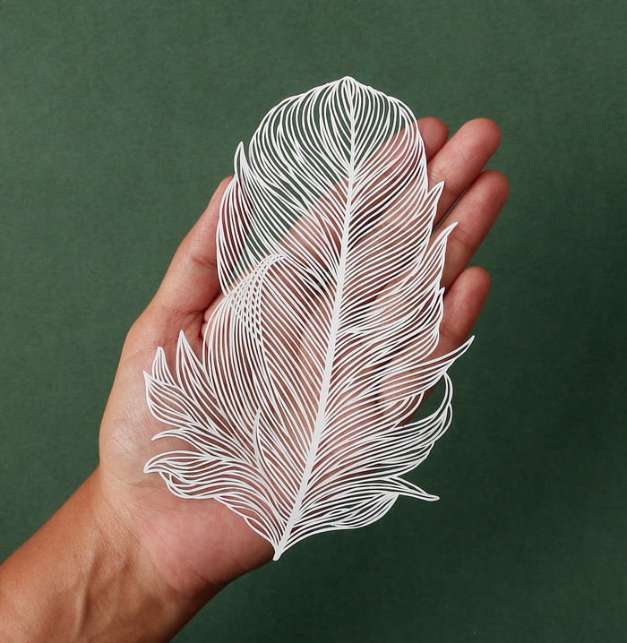 Feather Paper cutting Art, Parth Kothekar, 2021 - 9GAG
