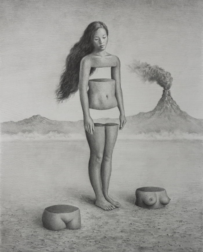 "Just take them and leave me alone!" Graphite on paper. By Iranian-British artist Raoof Haghighi ...