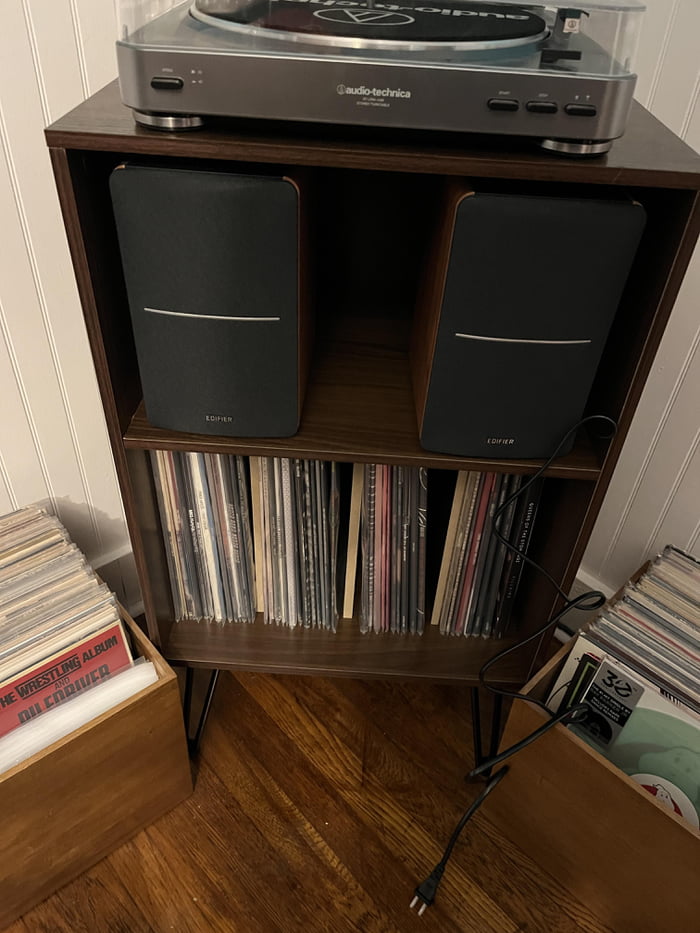 Recently decided to get a proper record player stand and destiny had the speakers fit perfectly ...