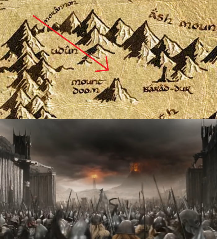 Barad-dur and Mount Doom are shown from the correct perspective on Black Gate scenes. Great ...
