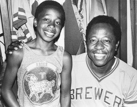 Young Stanley Burrell, aka MC Hammer, 1975, with Hank Aaron, aka "The ...