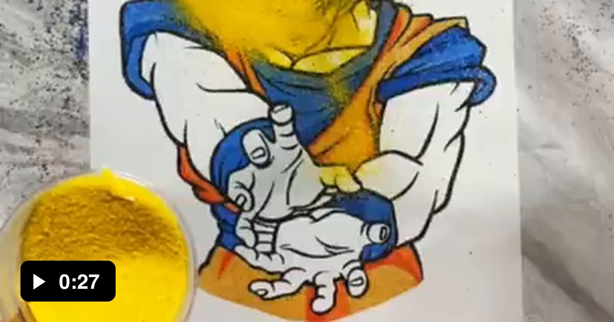 Drawing Goku using sand art - 9GAG