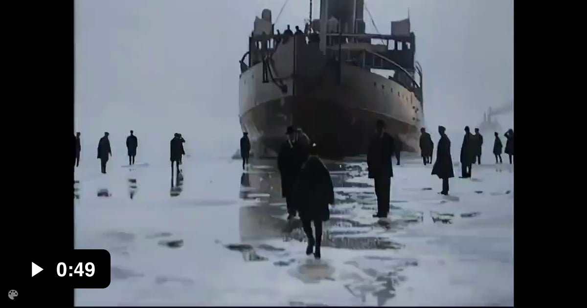 Steam-powered icebreaker Tarmo arriving in Helsinki, Finland in 1907 ...