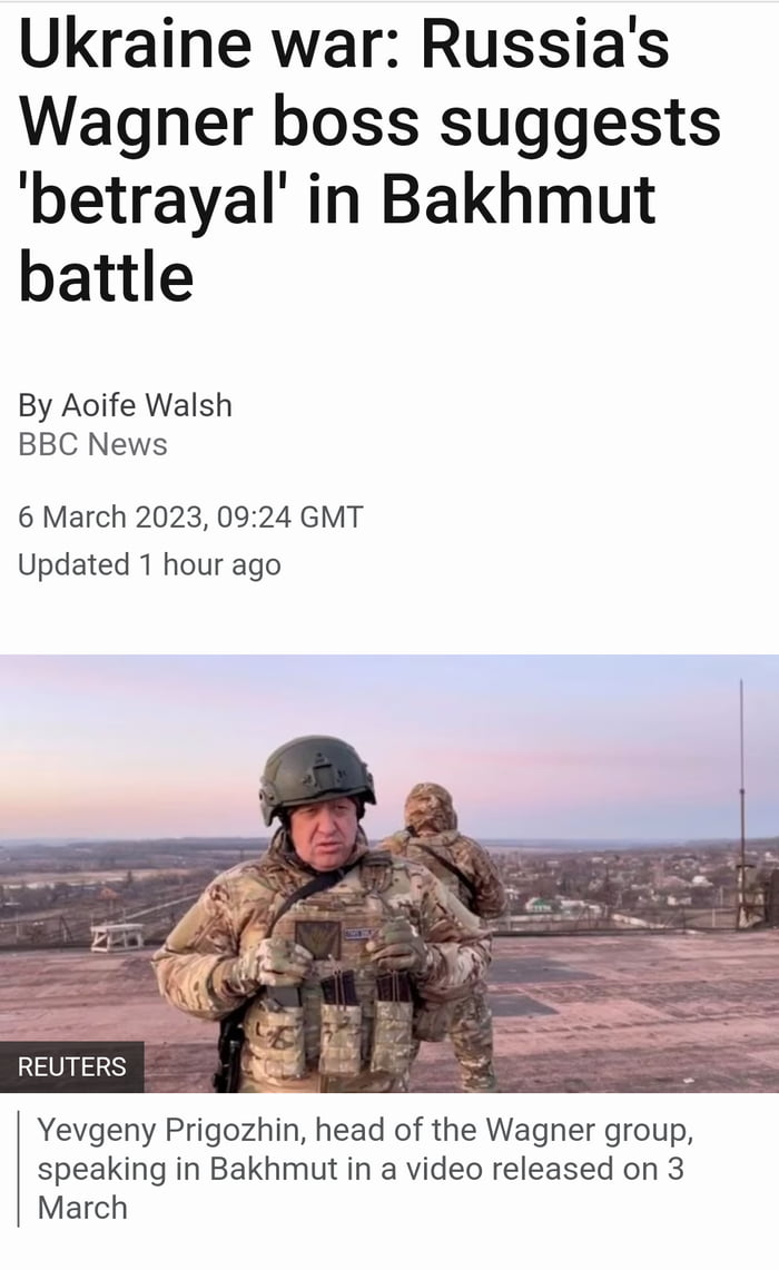 Wagner leader threatens to abandon frontline if Putin doesn't send ammunition - 9GAG