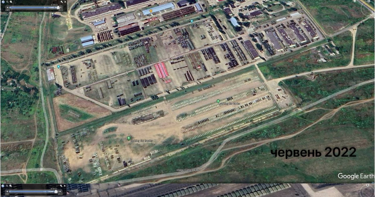 One of the russian equipment storage bases Kamensk-Shakhtynskyi, this ...