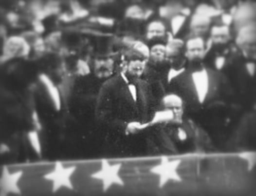 Rare photograph of Ulysses S. Grant giving his first inaugural address at the Capitol, 1869. At ...