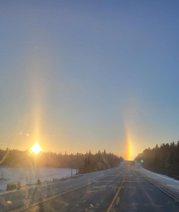 Not the best example of a sunbow/ sundog but rare asf none the less. First time seeing a double ...