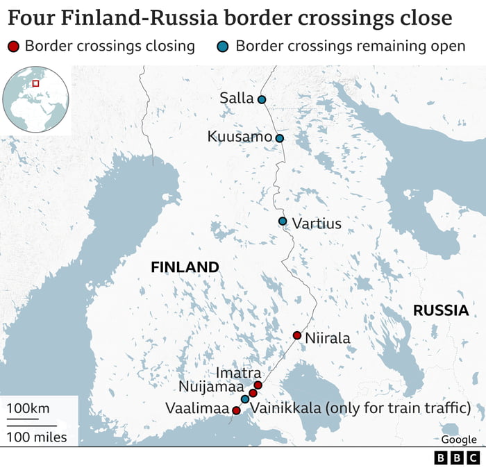 Finland closes four border crossings with Russia since Russia is ...
