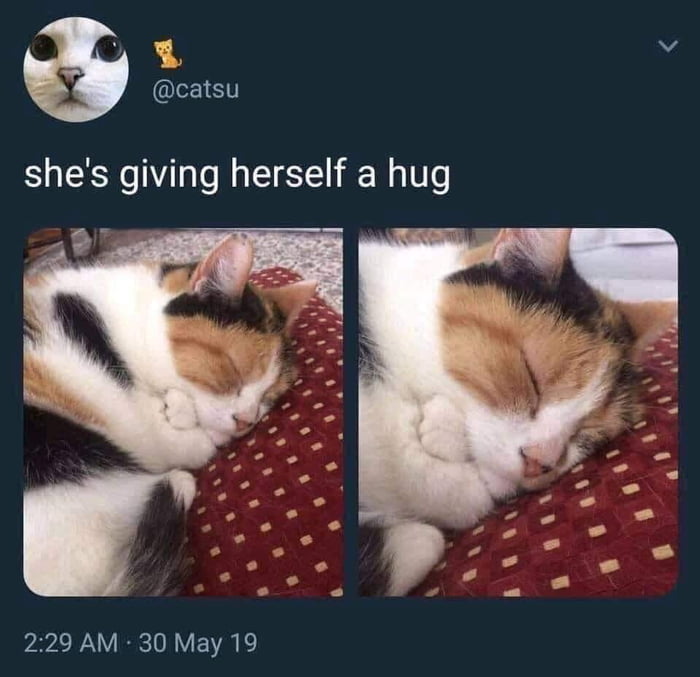 Giving herself a hug - 9GAG