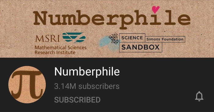 Numberphile has π millions subscribers! Congrats) - 9GAG