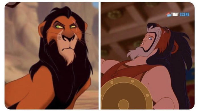 Scar from The Lion King (1994) becomes the headpiece of Hercules in ...