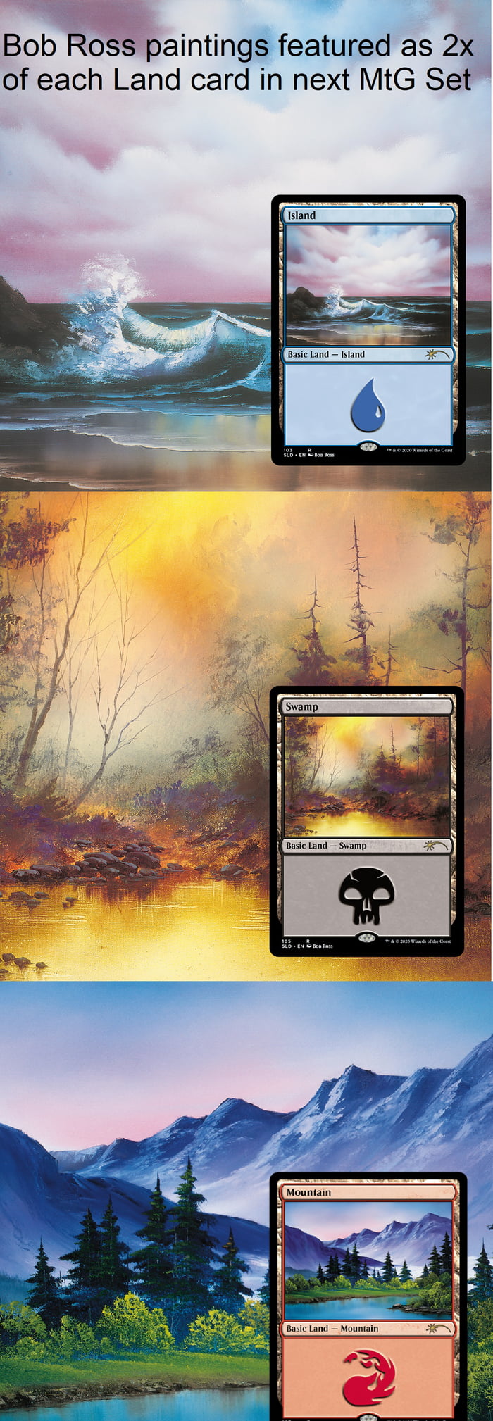 Bob Ross Paintings as Magic the Gathering Mana Land Cards! New Set is ...