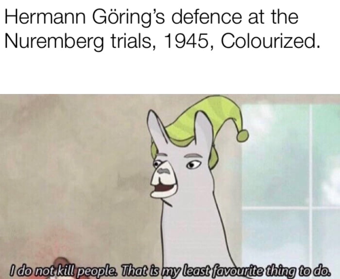 Hermann Göring’s defence at the Nuremberg trials, 1945, colourized. - 9GAG