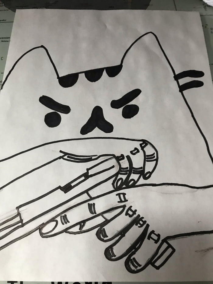 Redrew Pusheen with a gun picture. - 9GAG