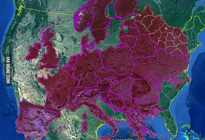 Europe on USA accurate scale. - 9GAG