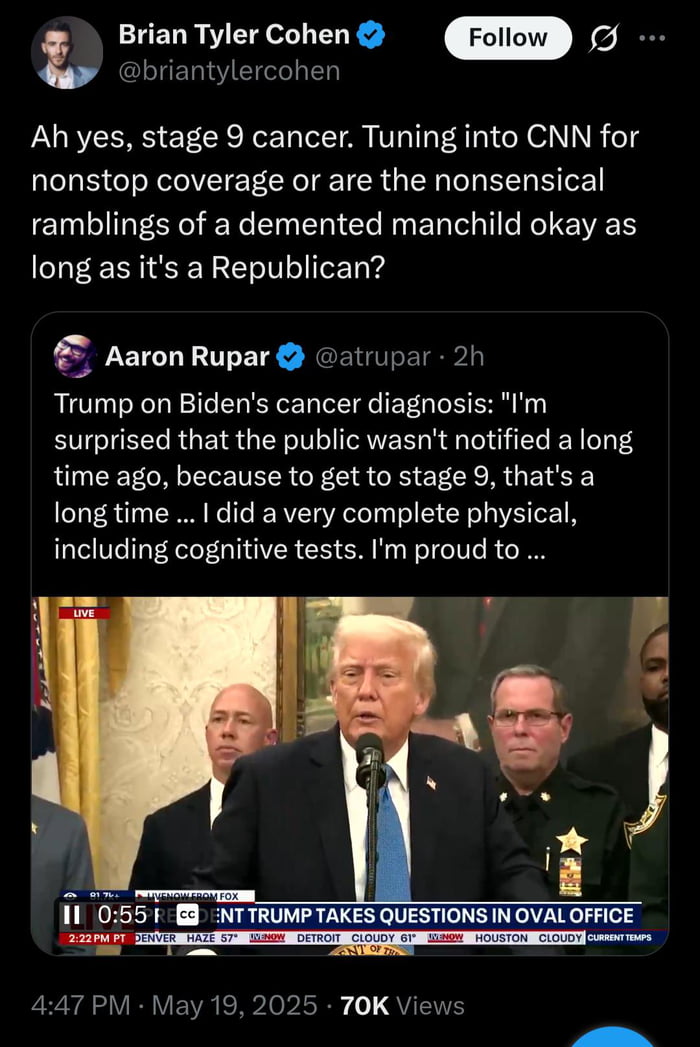 Trump thinks Biden has "stage 9 cancer." - 9GAG