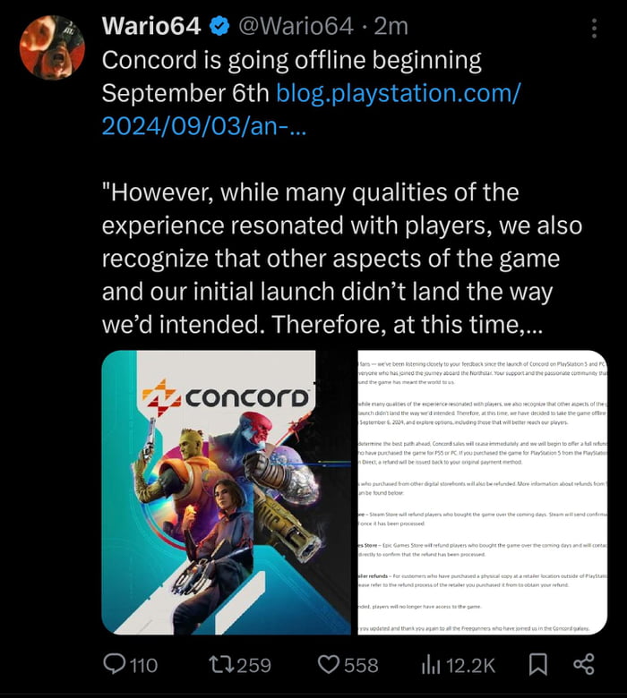 Concord is Shutting down - 9GAG