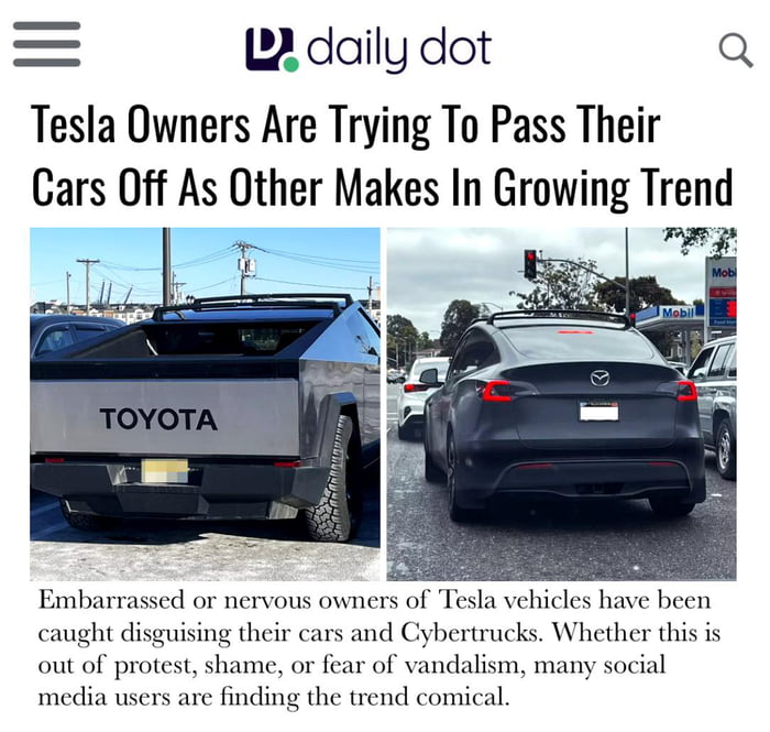 To disguise their Tesla - 9GAG
